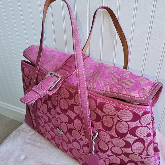 Coach | Bags | Coach Pink Signature Tote Bag | Poshmark